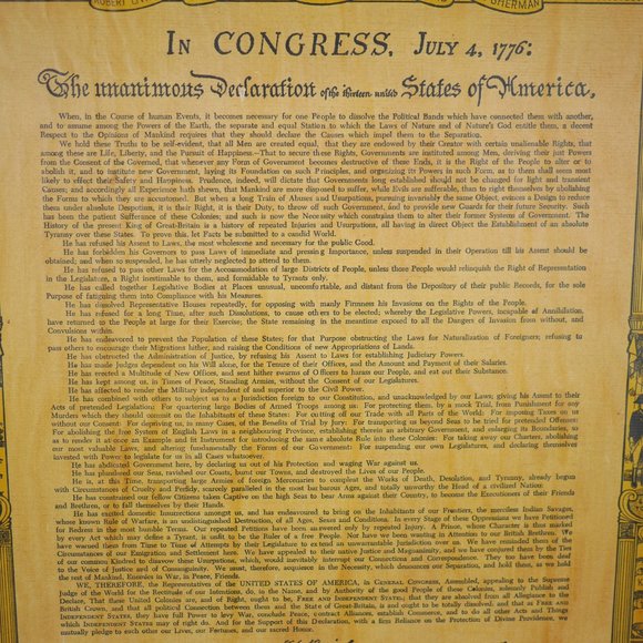 Hand Crafted | Wall Decor | Vintage Reproduction Of Declaration Of ...